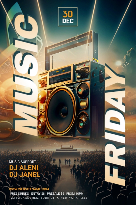 Plantilla de Friday Music Template | PosterMyWall