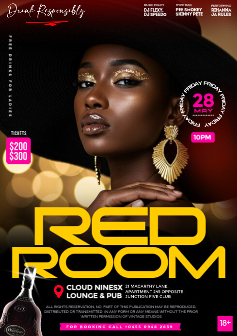 Friday Naughty Red Room Club Event Flyer A4 Template | PosterMyWall