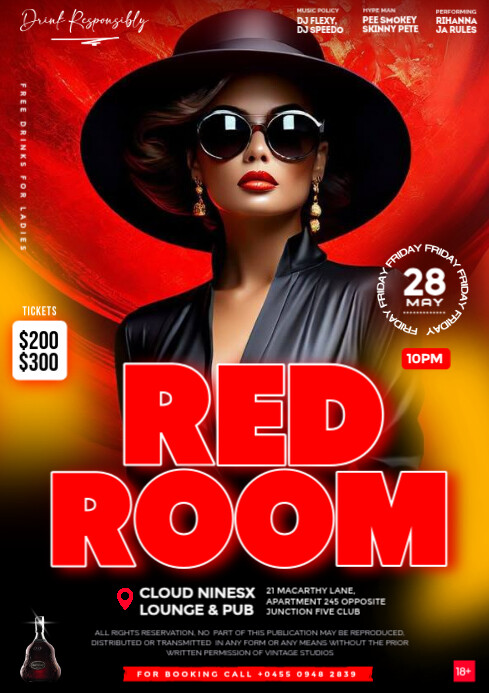Friday Naughty Red Room Club Event Flyer A4 | PosterMyWall