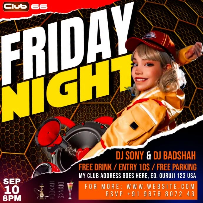 Friday night adult Party Social Media Ads Templat | PosterMyWall