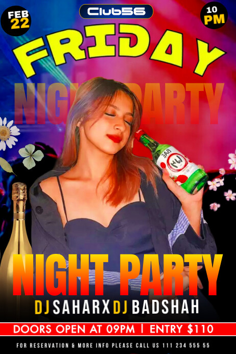 friday night club bar dj girl party Template | PosterMyWall