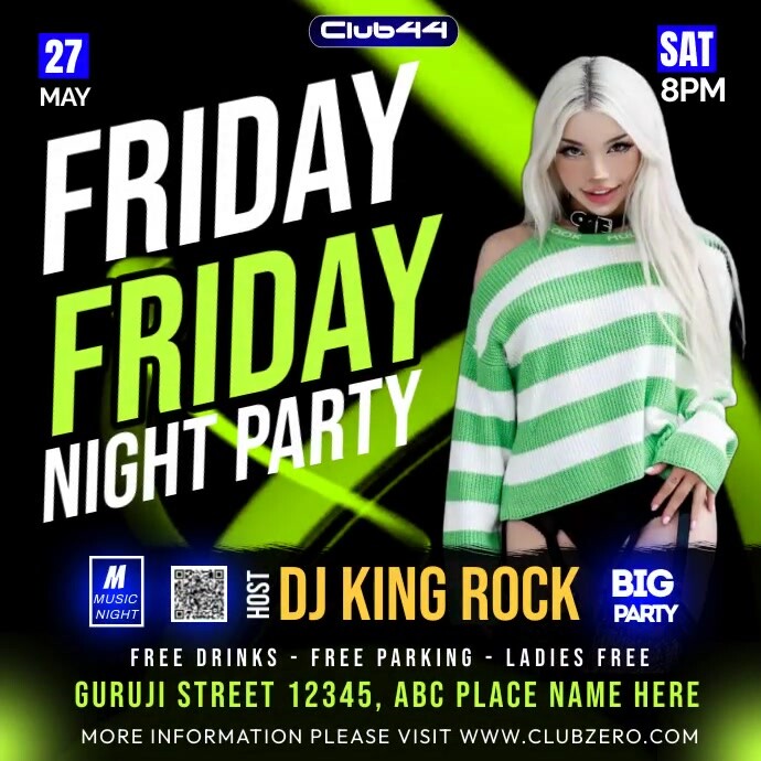 friday night club bar party flyer Template | PosterMyWall