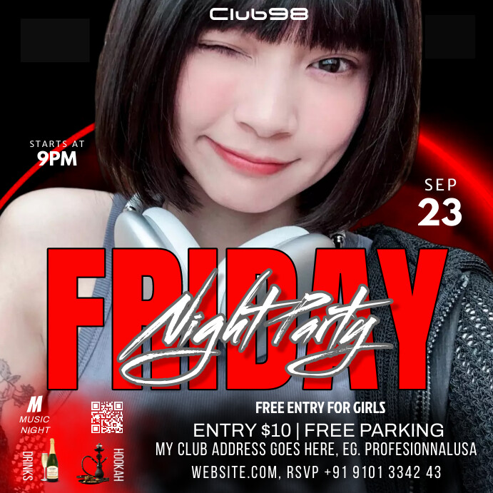 friday night club bar party flyer Template | PosterMyWall
