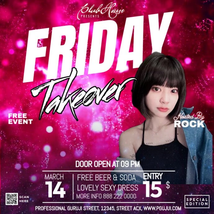 friday night club bar party flyer poster Template | PosterMyWall