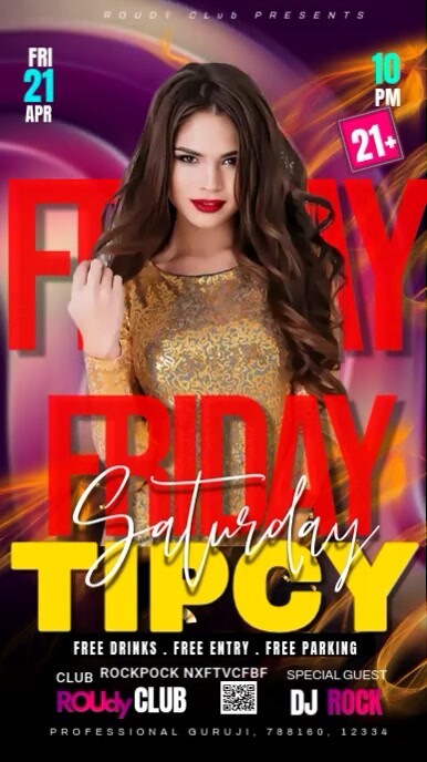friday night club bar party flyer poster temp Template | PosterMyWall