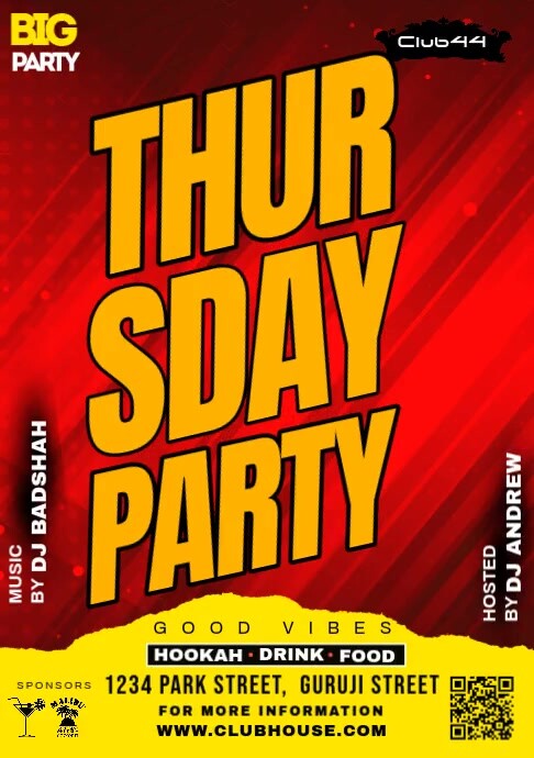 Modèle friday night club bar party flyer poster template | PosterMyWall