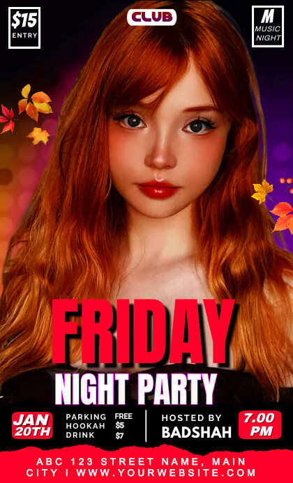 friday night club bar party flyer poster temp Template | PosterMyWall