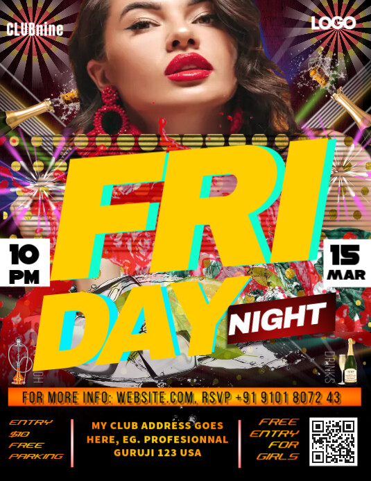 Copy of friday night club bar party flyer poster temp | PosterMyWall