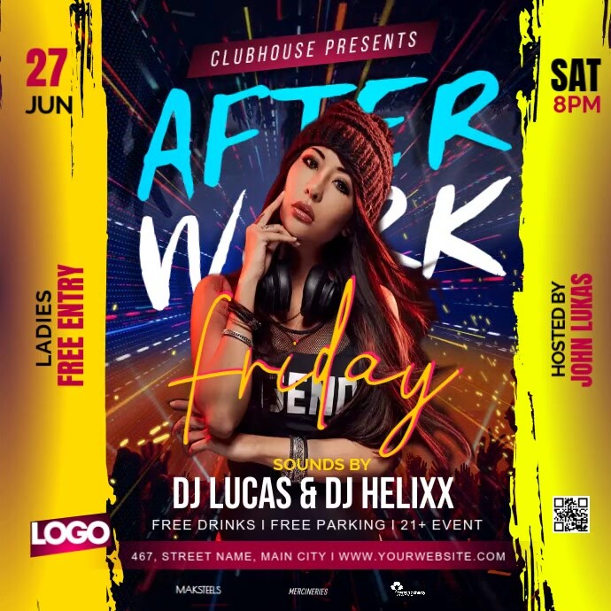 friday night club bar party flyer poster temp Template | PosterMyWall