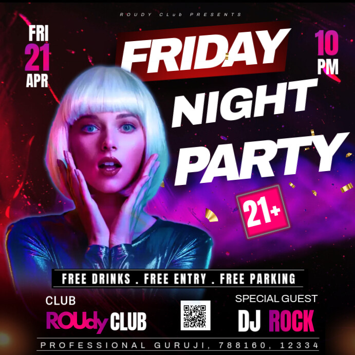 friday night club bar party flyer poster temp Template | PosterMyWall