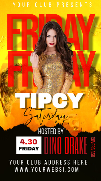 friday night club bar party flyer poster template, | PosterMyWall