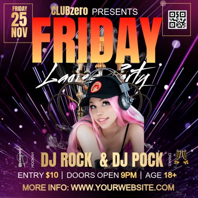 friday night club bar party flyer poster temp Template | PosterMyWall
