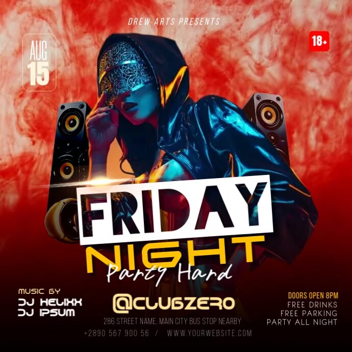 friday night club bar party flyer poster temp Template | PosterMyWall