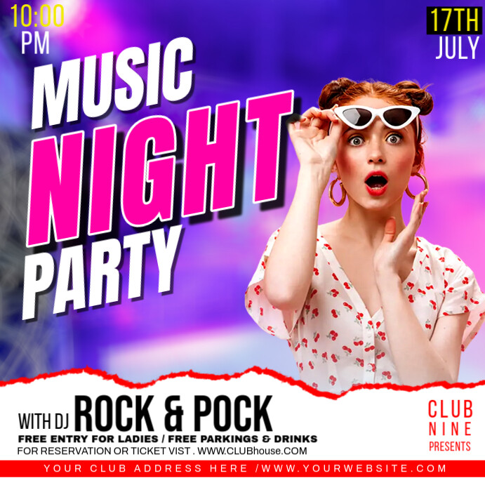 friday night club bar party flyer poster template | PosterMyWall