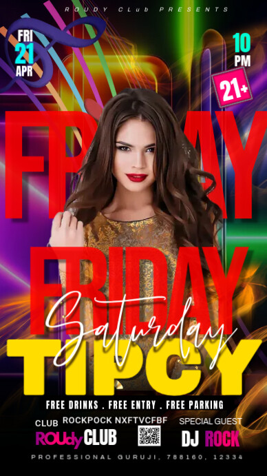 friday night club bar party flyer poster temp เทมเพลต | PosterMyWall