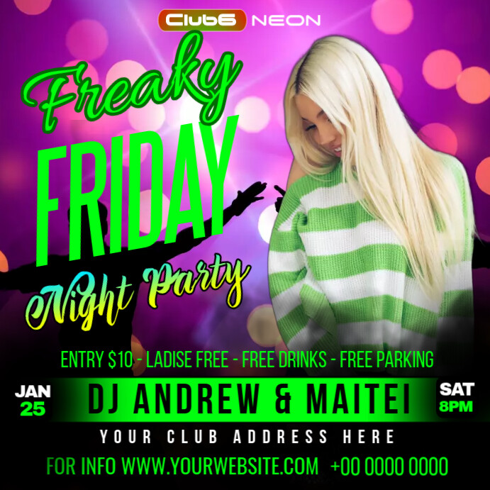 Plantilla de friday night club bar party flyer poster temp | PosterMyWall