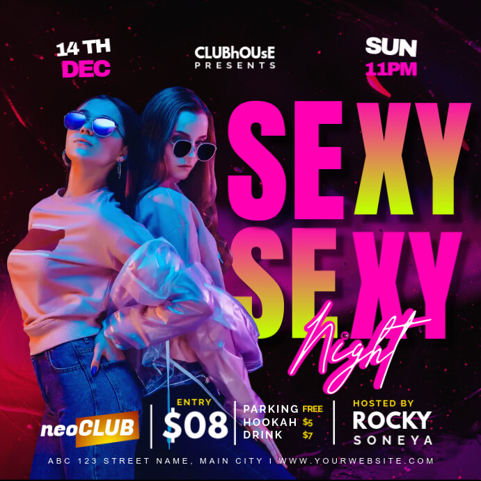 friday night club bar party flyer poster temp Template | PosterMyWall