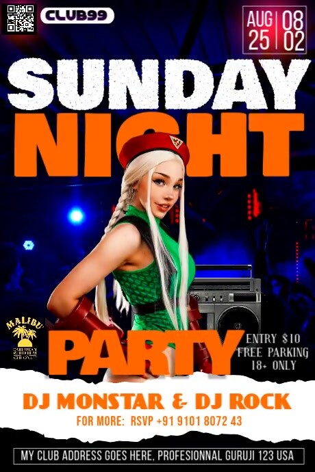 friday night club bar party flyer poster temp Template | PosterMyWall