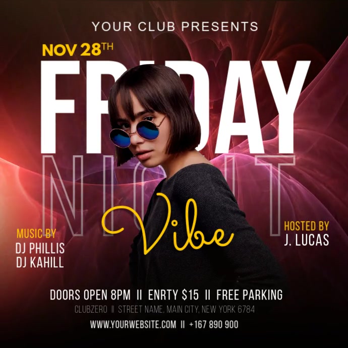 friday night club bar party flyer poster temp Template | PosterMyWall