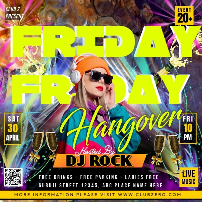 friday night club bar party flyer poster temp Template | PosterMyWall