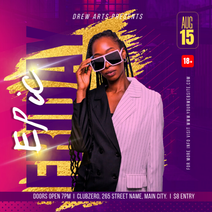 friday night club bar party flyer poster temp Template | PosterMyWall