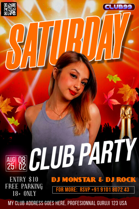 friday night club bar party flyer poster template | PosterMyWall
