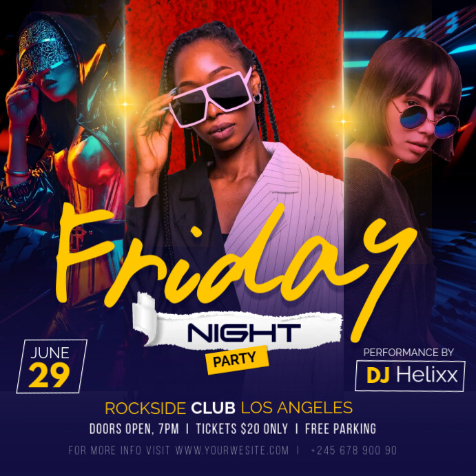 friday night club bar party flyer poster temp Template | PosterMyWall