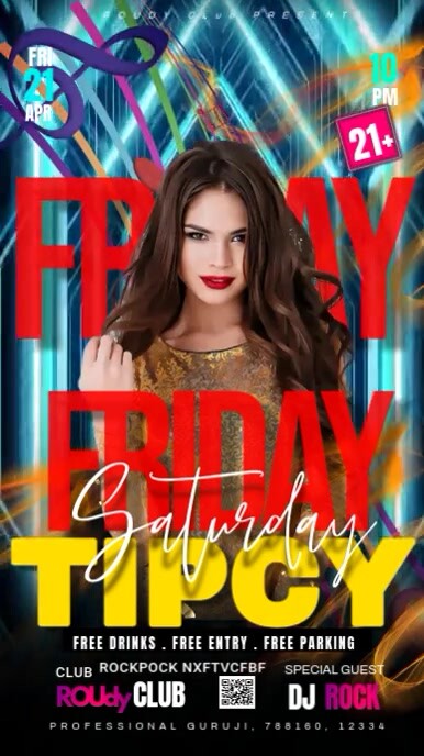 friday night club bar party flyer poster temp Template | PosterMyWall