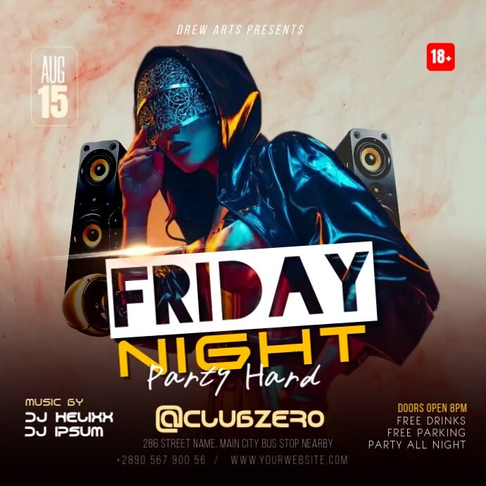 friday night club bar party flyer poster temp Template | PosterMyWall