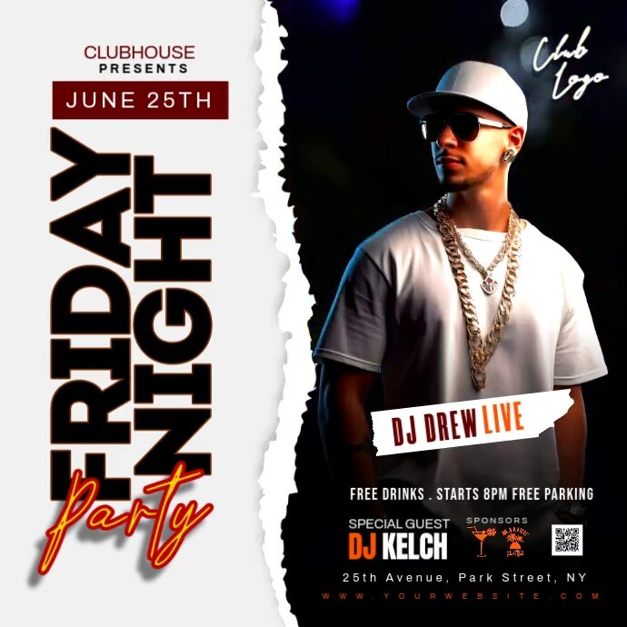 friday night club bar party flyer poster temp Template | PosterMyWall