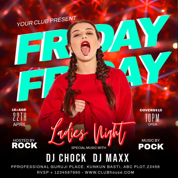 friday night club bar party flyer poster temp Template | PosterMyWall