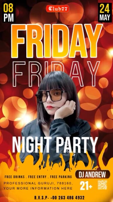 friday night club bar party flyer template | PosterMyWall