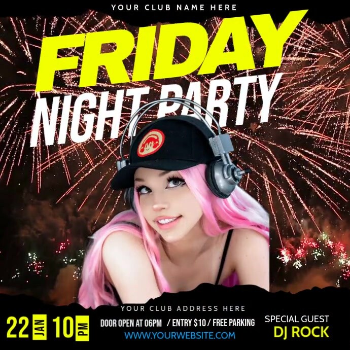 friday night club bar party flyer template | PosterMyWall