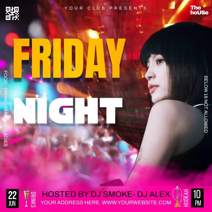 friday night club bar party flyer template | PosterMyWall