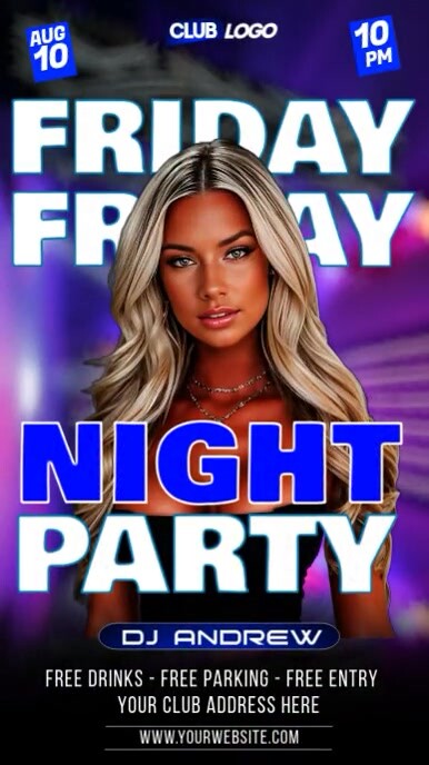 friday night club bar party flyer template | PosterMyWall