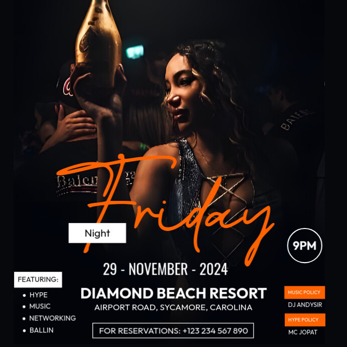 Friday Night Club bar poster Template | PosterMyWall