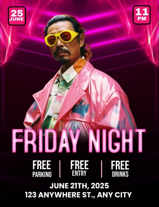 Plantilla de Friday Night Club | PosterMyWall