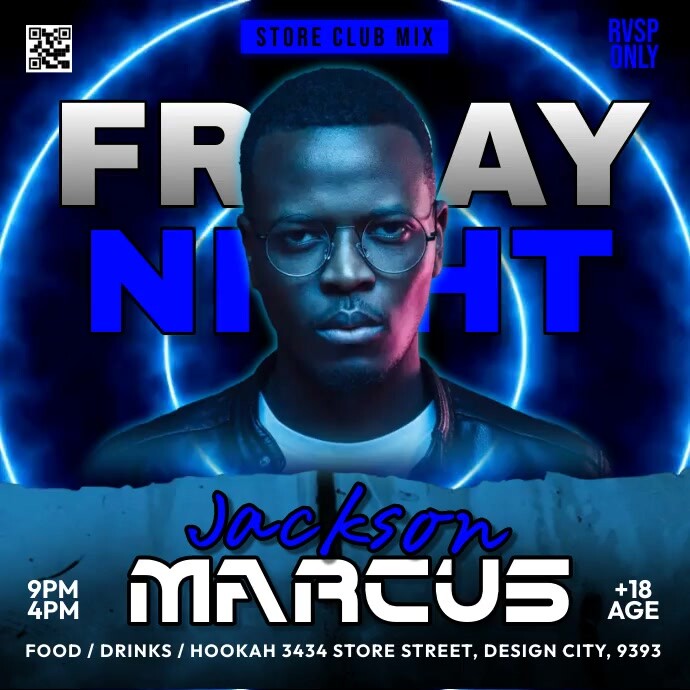 Friday Night Club Instagram Ad Templat | PosterMyWall