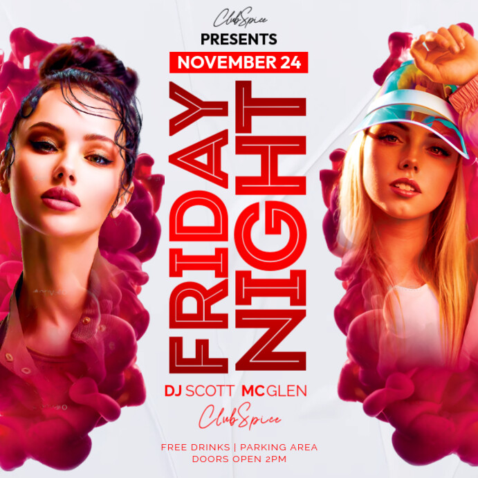 Friday Night Club Event invitation Instagram post flyer template ...