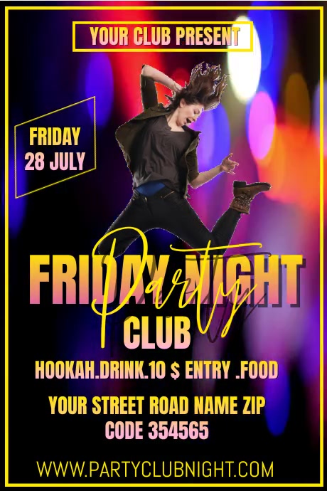 FRIDAY NIGHT CLUB PARTY Template | PosterMyWall
