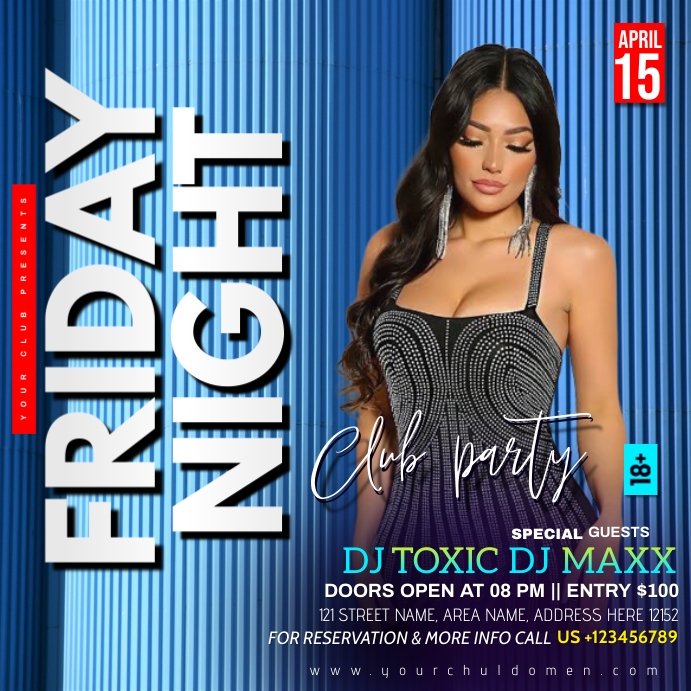 FRIDAY NIGHT CLUB PARTY Template | PosterMyWall