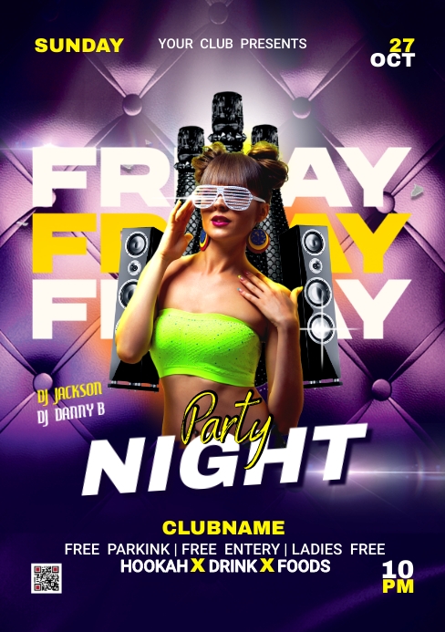 Copy of friday night club party flyer ad design | PosterMyWall