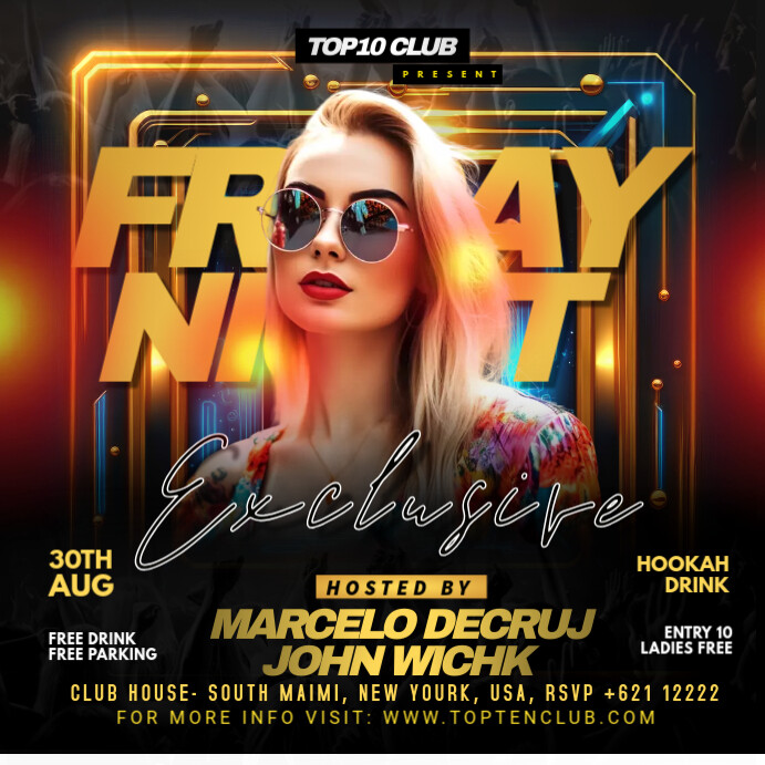 Friday Night club party flyer Template | PosterMyWall