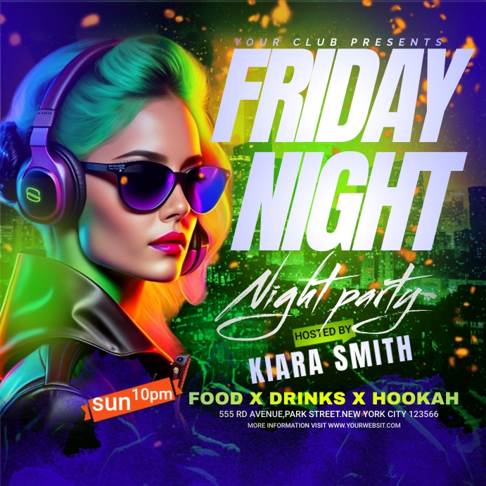 Friday night club party flyer Template | PosterMyWall