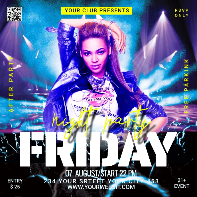 Plantilla de Friday night club party flyer | PosterMyWall