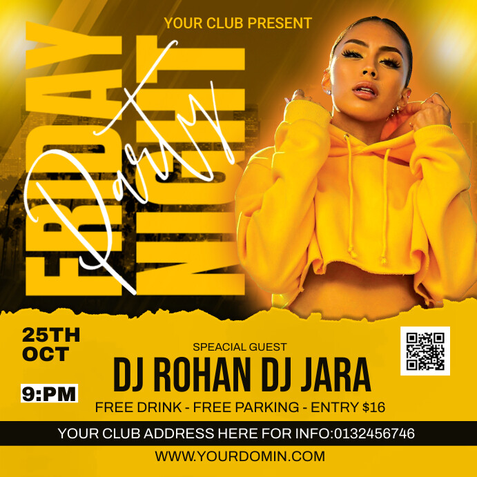 Friday night club party flyer Template | PosterMyWall