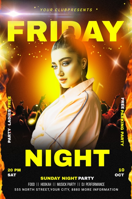 Friday Night Club Party Flyer Template | PosterMyWall
