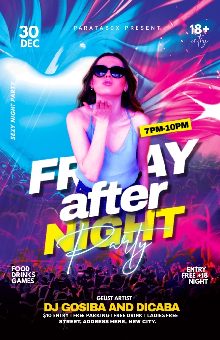 Friday Night Club Party Flyer Template | PosterMyWall