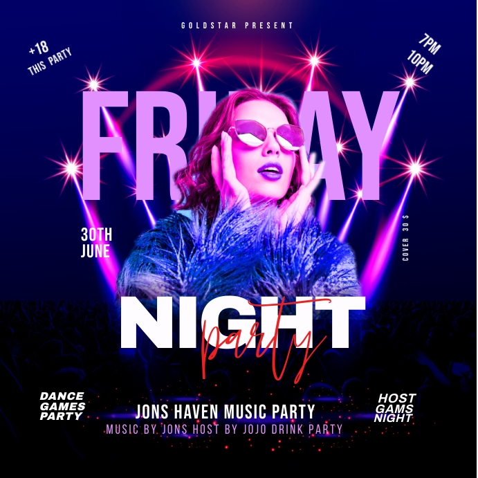 Copy of friday night club party flyer | PosterMyWall