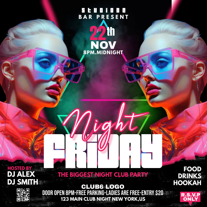 Friday night club party flyer Template | PosterMyWall
